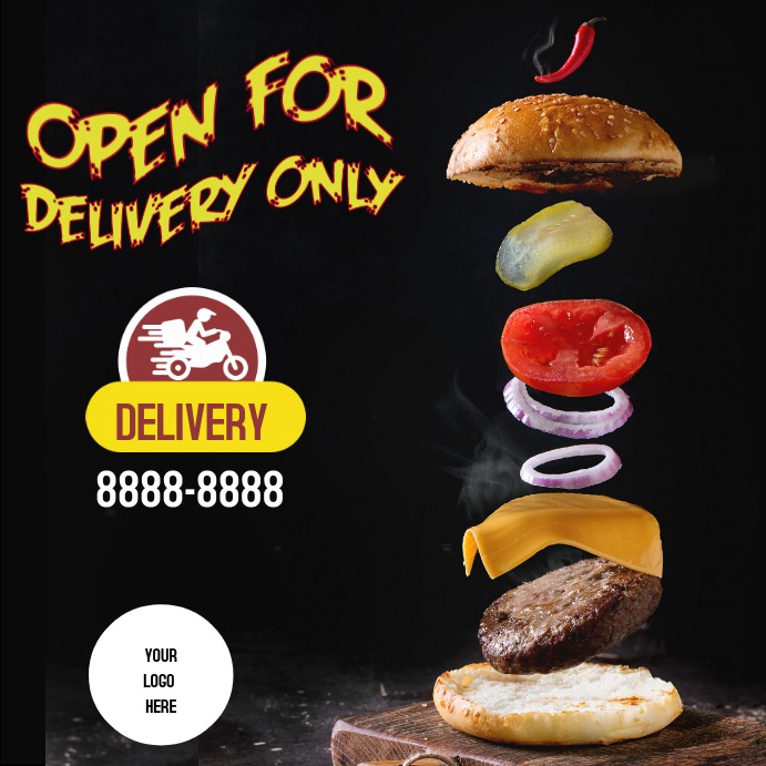 Open for Delivery Hamburger Template | PosterMyWall
