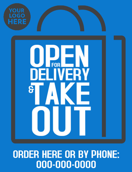 Open for delivery take out flyer poster Template | PosterMyWall