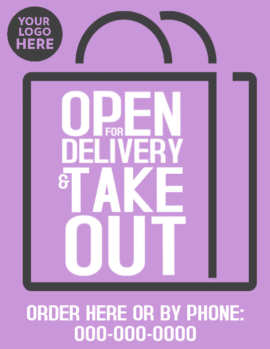 Open for delivery take out flyer poster Template | PosterMyWall