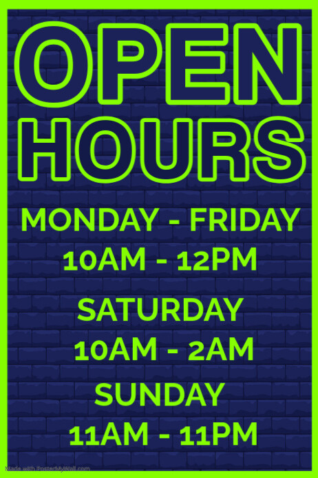 Copy of Open Hours Door Poster Sign | PosterMyWall