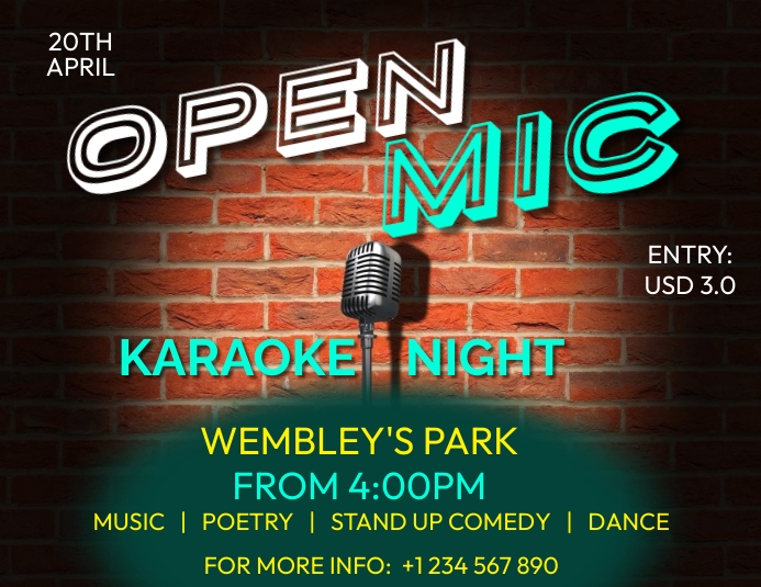 Plantilla de Micrófono Abierto | PosterMyWall