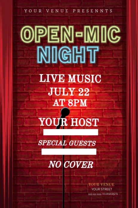 open mic night poster Template | PosterMyWall