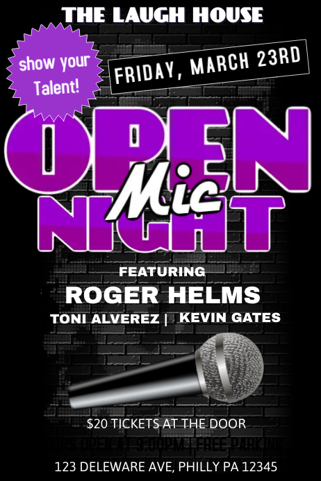 open mic Template | PosterMyWall