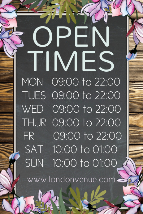 Open Times Rustic Poster Template | PosterMyWall