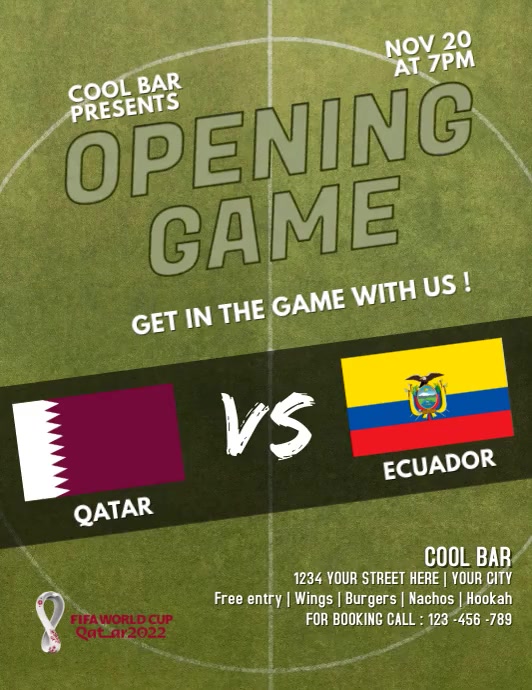 opening game, qatar world cup, fifa Template | PosterMyWall