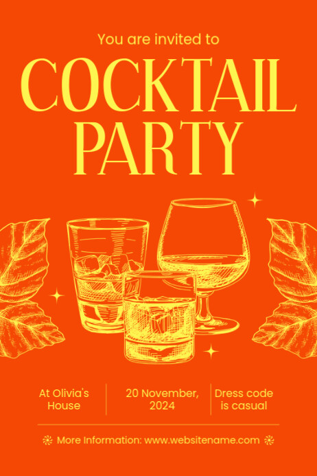 Orange & Yellow Cocktail Party Poster Template | PosterMyWall