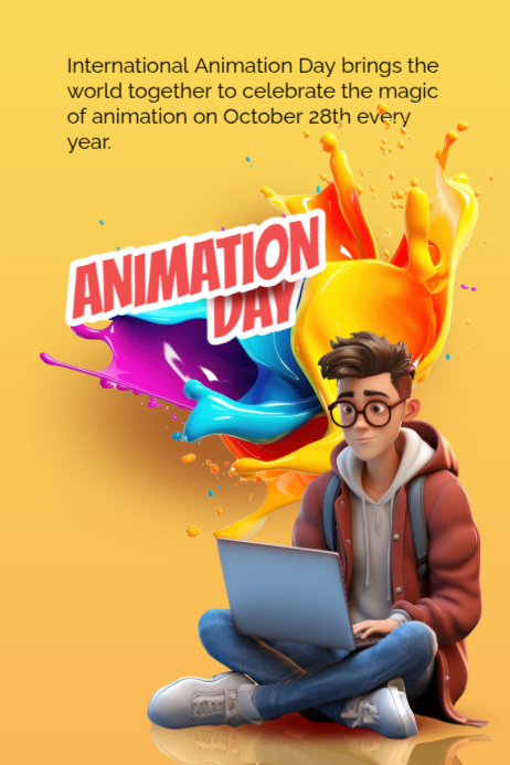Orange 3d Animation Day Poster Template | PosterMyWall