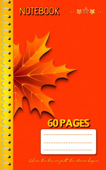 Orange 3d Autumn Themed Notebook Cover Kindle/book Covers Template ...