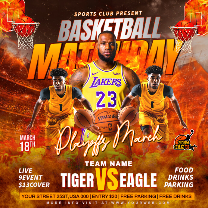 Orange 3d Basketball Game Schedule Template Instagram Post | PosterMyWall