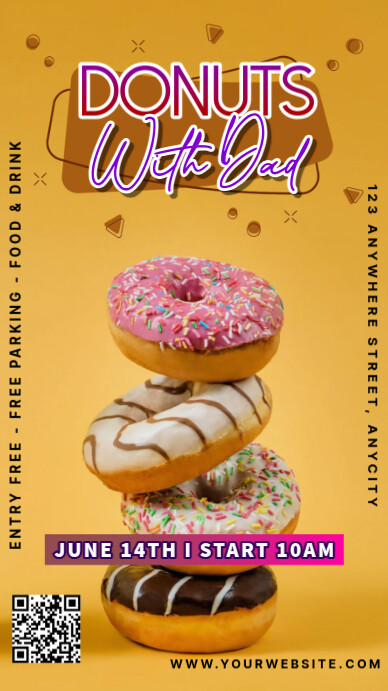 Copy of Orange 3d Donuts With Dad Instagram Story | PosterMyWall