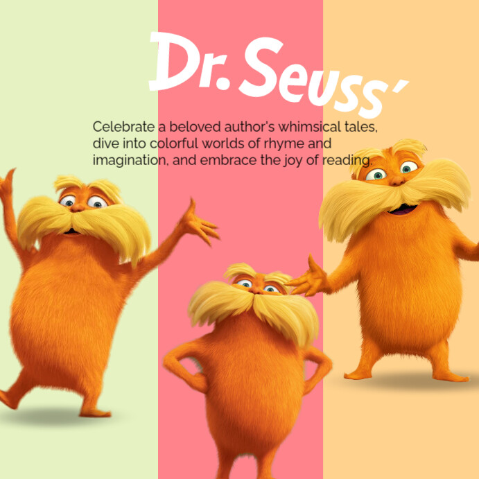Copy of Orange 3d Dr. Seuss' Day Instagram Post | PosterMyWall