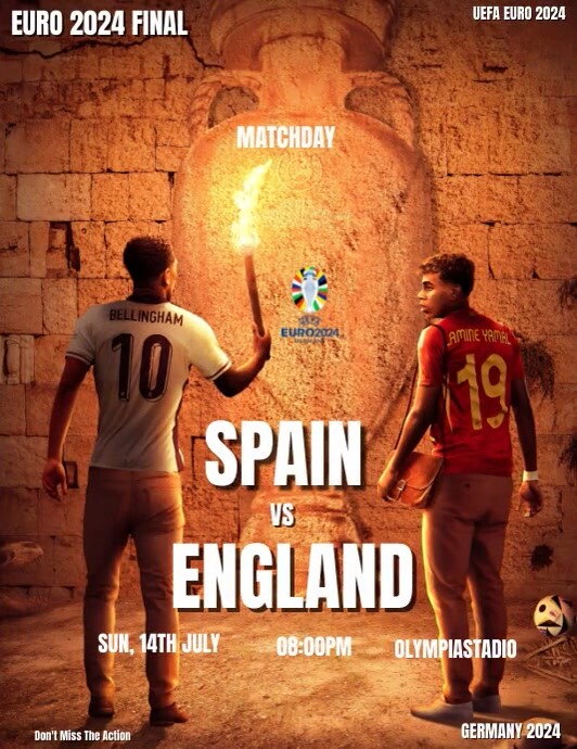 Orange 3d Euro 2024 Spain Vs England Final Fl Template | PosterMyWall