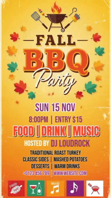 Orange 3d Fall Bbq Party Template Instagram Reel | PosterMyWall