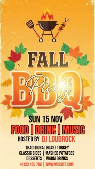 Orange 3d Fall Bbq Party Template Instagram Reel | PosterMyWall