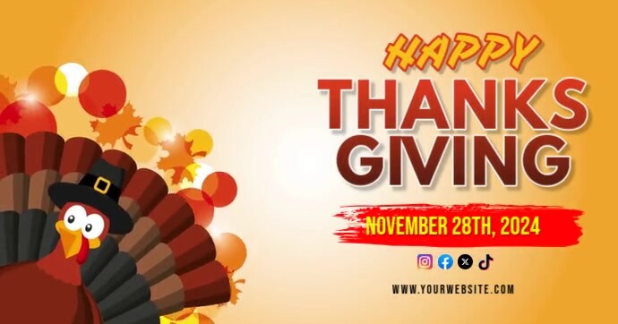 Orange 3d Happy Thanksgiving Gambar Bersama Facebook Template ...