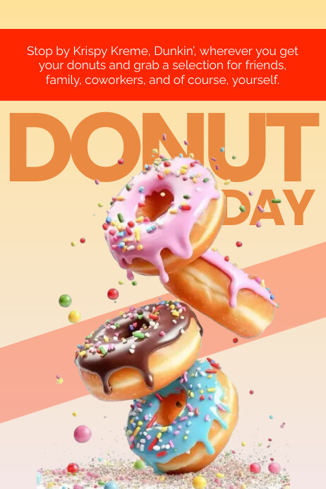 Orange 3d National Donut Day Poster Template | PosterMyWall