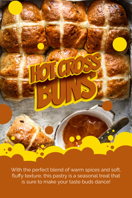 Orange 3d National Hot Cross Buns Day Poster Template | PosterMyWall
