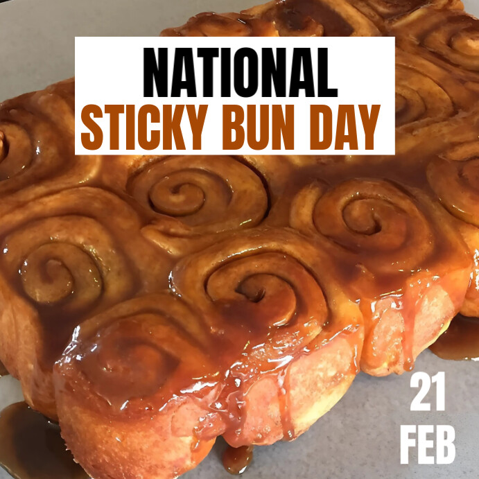 Orange 3d National Sticky Bun Day Instagram Post Template | PosterMyWall