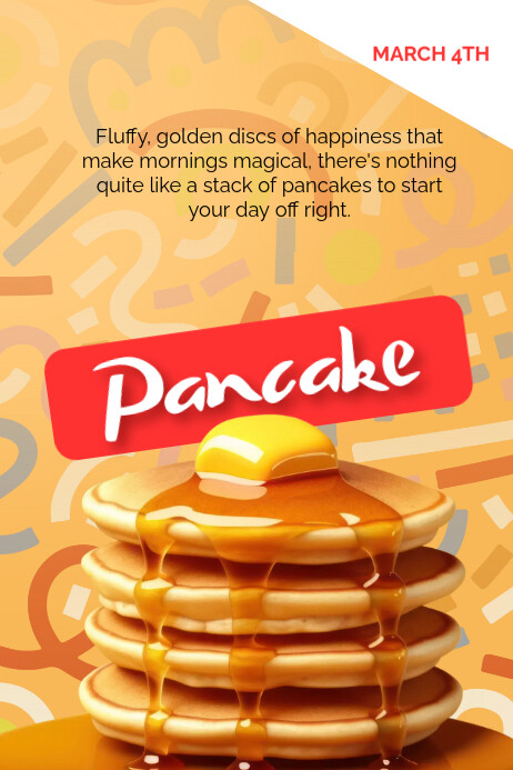 Orange 3d Pancake Day Poster Template | PosterMyWall