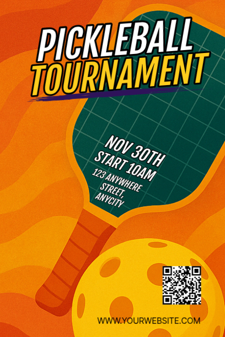Orange 3d Pickleball Tournament Poster Template | PosterMyWall