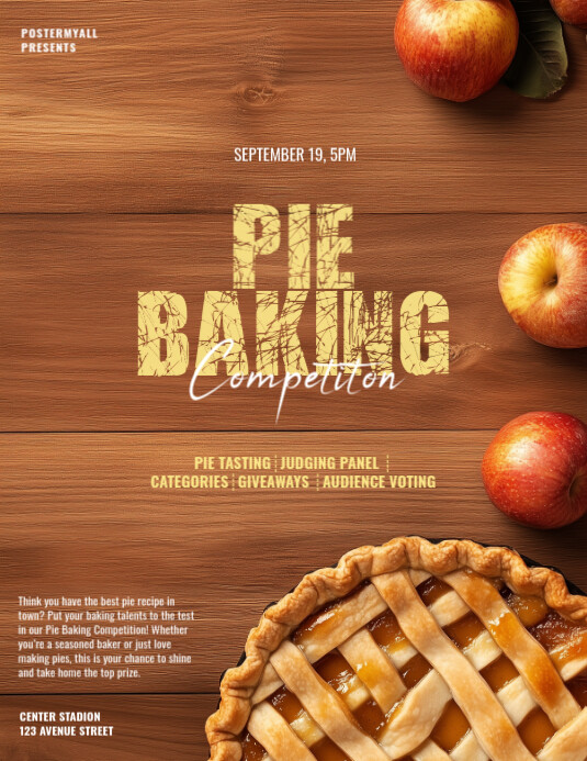 Orange 3d Pie Baking Competition Flyer (us Le Template | PosterMyWall