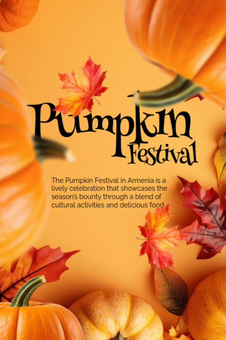Orange 3d Pumpkin Festival Poster Template | PosterMyWall