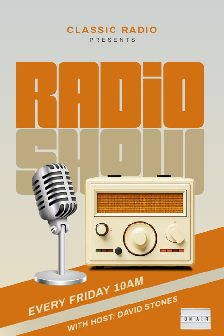 Orange 3d Radio Show Poster Templat | PosterMyWall