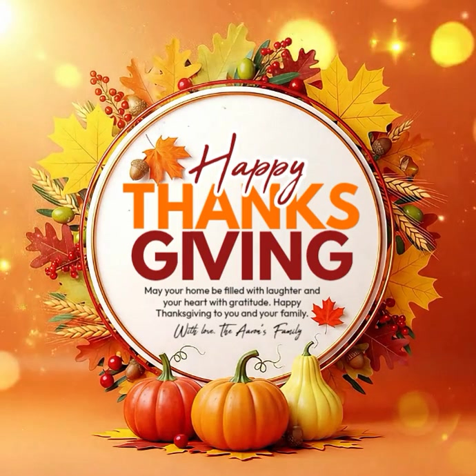 Orange 3d Thanksgiving Day Square (1:1) Template | PosterMyWall