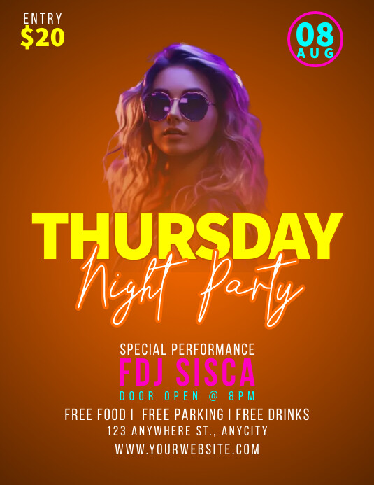 Orange 3d Thursday Night Party Pamflet (lette Template | PosterMyWall