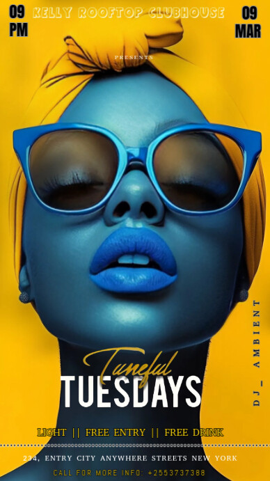 Orange 3d Tuneful Tuesday Party Flyer Instagram Story Template ...