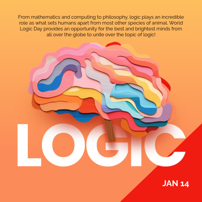 Orange 3d World Logic Day Instagram Post Template | PosterMyWall