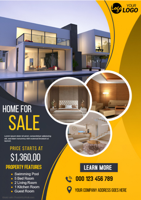 Plantilla de Orange : Real Estate Home A4 | PosterMyWall