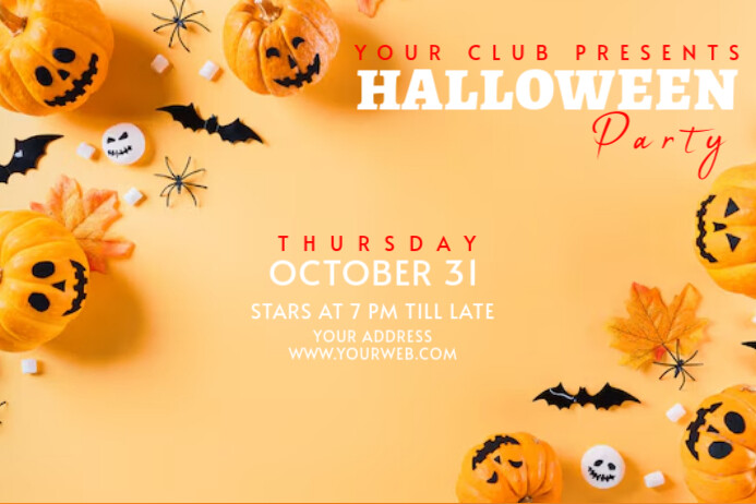 Orange Abstract Halloween Poster Templat | PosterMyWall