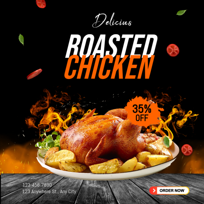 Orange And Black Bold Food Sale Instagram Post Template | PosterMyWall