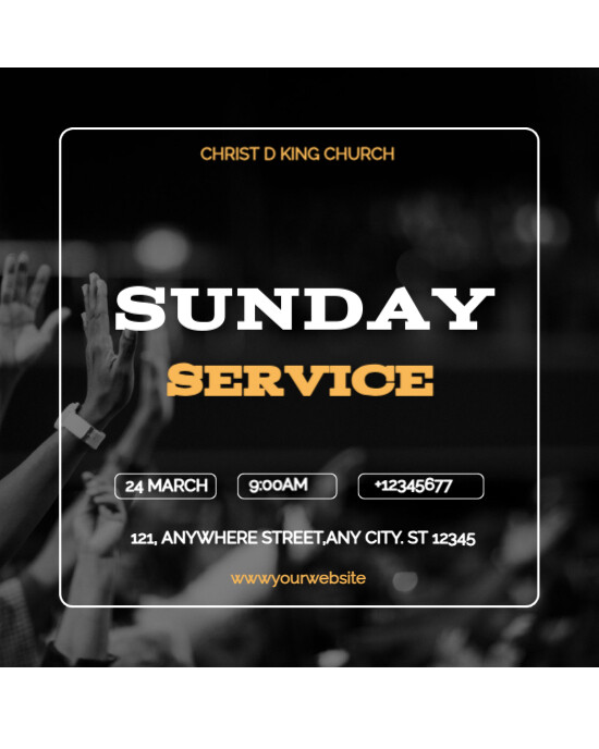 Copy of Orange and Black Modern Sunday Service Post | PosterMyWall