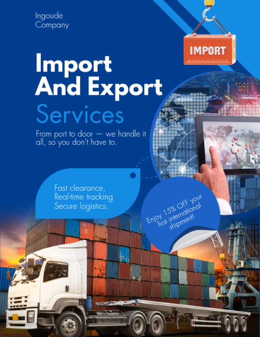 Orange and Blue Modern Import and Export Services Instagram Post ...