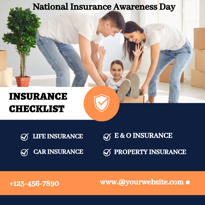 Orange and blue National Insurance Awareness Template | PosterMyWall