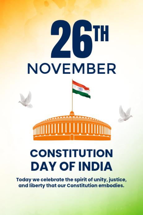 Orange and Blue Simple Constitution Day of India Poster 2025 Template ...
