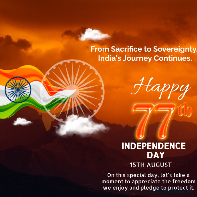 Modèle Orange and Gold Vibrant Independence Day Indi | PosterMyWall