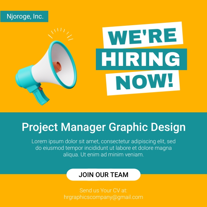 Orange and Green Bold We're Hiring Instagram Template | PosterMyWall