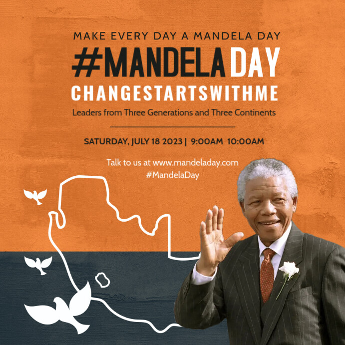 Do Instagram Do Dia De Nelson Mandela Laranja E Cinza Modelo | PosterMyWall