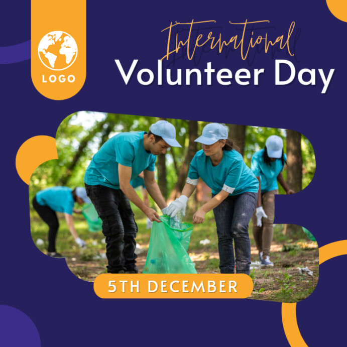 Orange and Purple International Volunteer Day Instagram Post 2024 ...