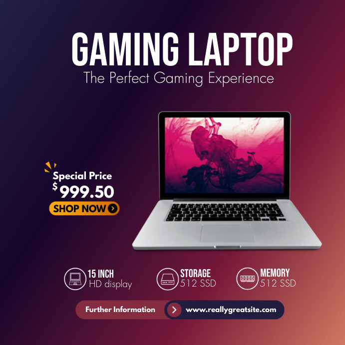 Orange and White Bold Colors Gaming Laptop Pr Template | PosterMyWall