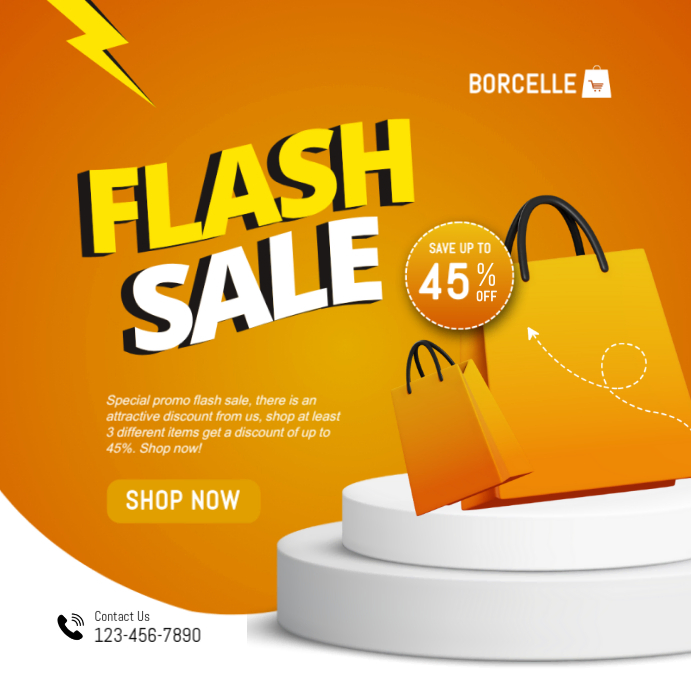 Orange And White Modern Flash Sale Instagram Post Template | PosterMyWall