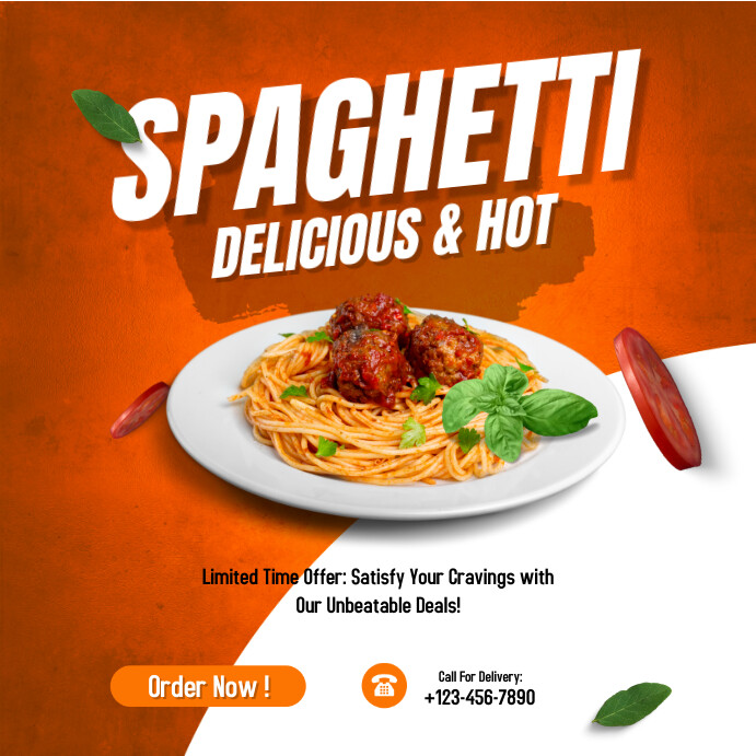 Orange and White Modern Italian Food Promotio Template | PosterMyWall