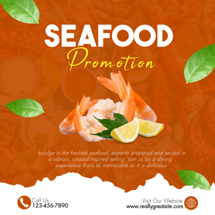 Copy of Orange and White Modern Seafood Promotion Ins | PosterMyWall