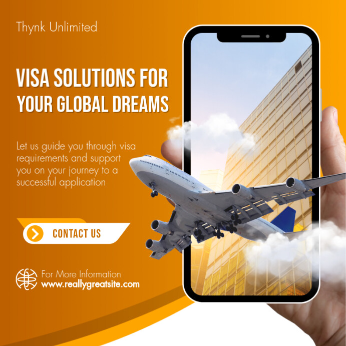 Orange and White Modern Visa Immigration Instagram Post Template ...