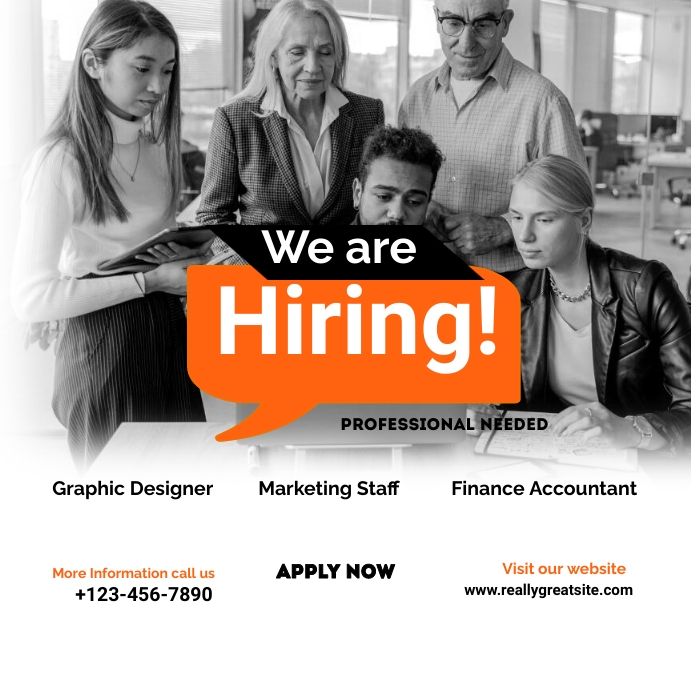 Orange and White We are hiring Instagram Template | PosterMyWall