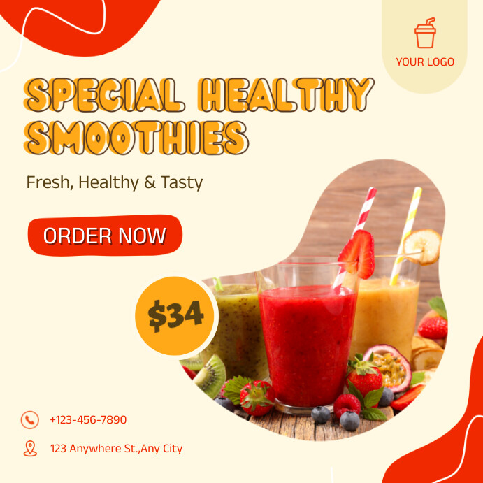 Orange And Yellow Healthy Smoothies Instagra Template | PosterMyWall