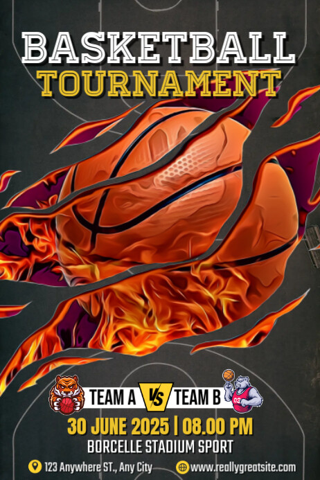 Orange and Yellow Modern Basketball Tournament Poster Template ...